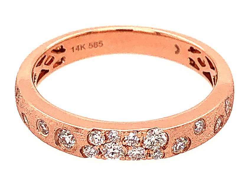DIAMOND NARROW FLUSH SET RING, 3.1MM, SATIN FINISH, 14KR – Marci Jewelry