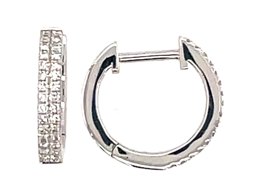 DIAMOND 2 ROW 12.7MM HUGGY EARRING, 14KW – Marci Jewelry