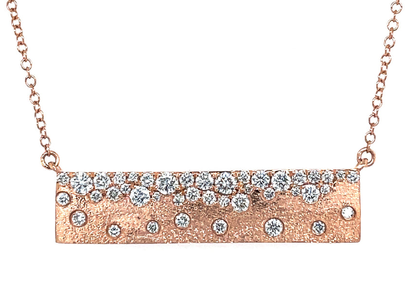 DIAMOND FLUSH SET BAR PENDANT NECKLACE, 18"/17"/16", SATIN FINISH, 14K ...